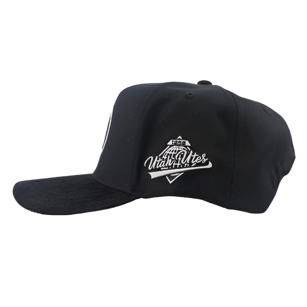 Utah Utes Shadow Series Hat - Black with White Logo - Woodn Grail