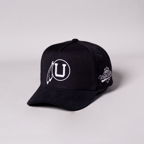 Utah Utes Shadow Series Hat - Black with White Logo - Woodn Grail