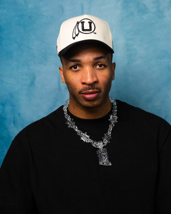 Utah Utes Hat - White Snapback with Black Logo - Woodn Grail