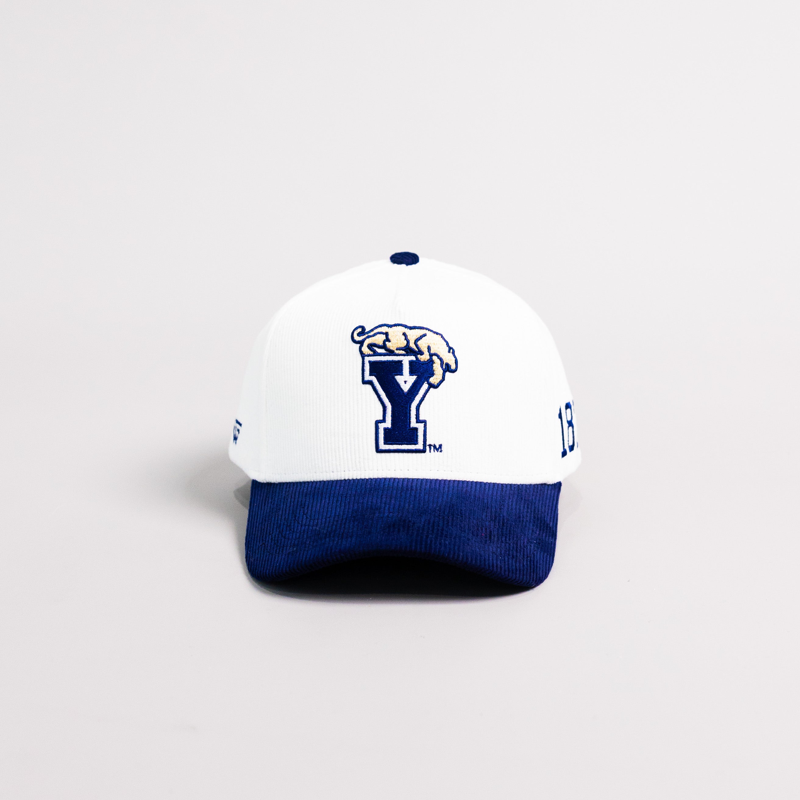 Navy BYU Cougar Y Hat – Corduroy Snapback with Beehive Patch – Woodn Grail