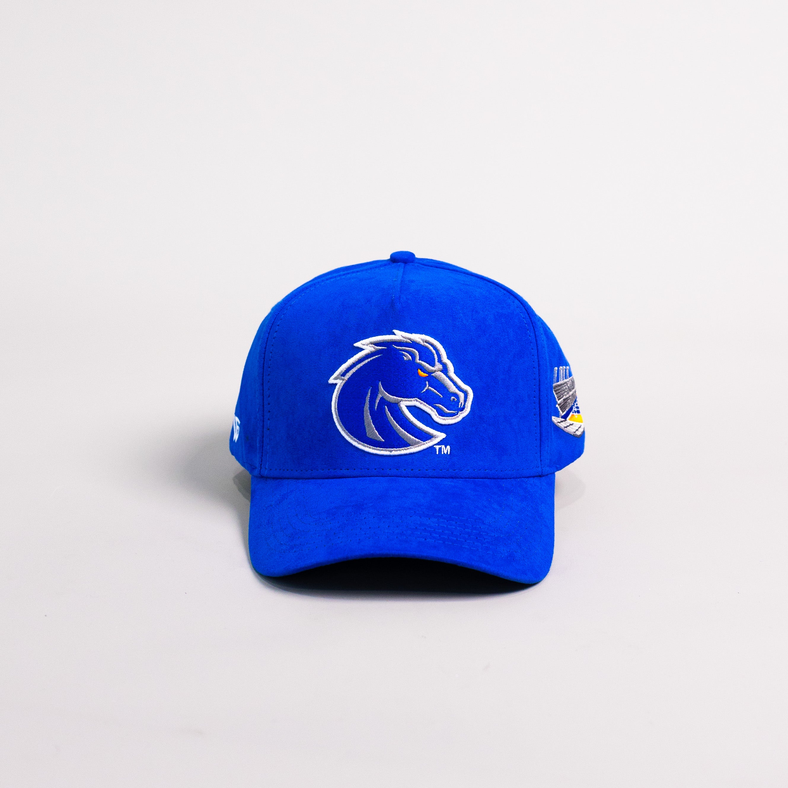 Boise State Broncos Blue Suede Snapback Hat with Bronco Logo and Blue ...